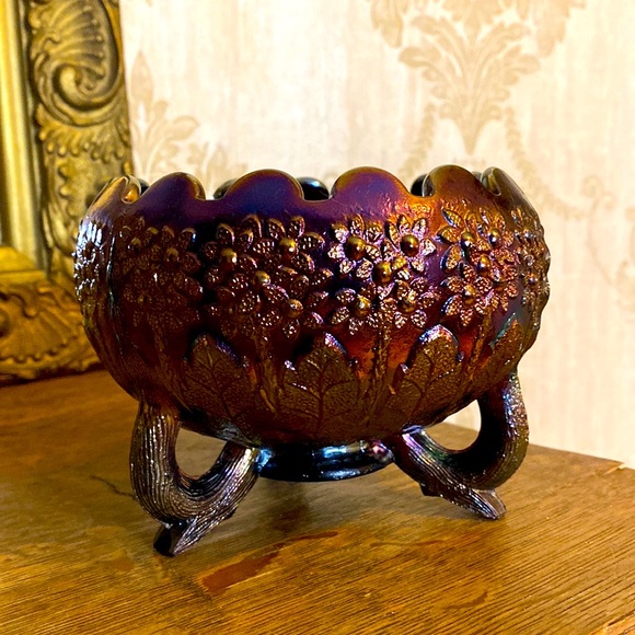 Fenton | Accents | Vintage Fenton Black Amethyst Carnival Glass Footed ...